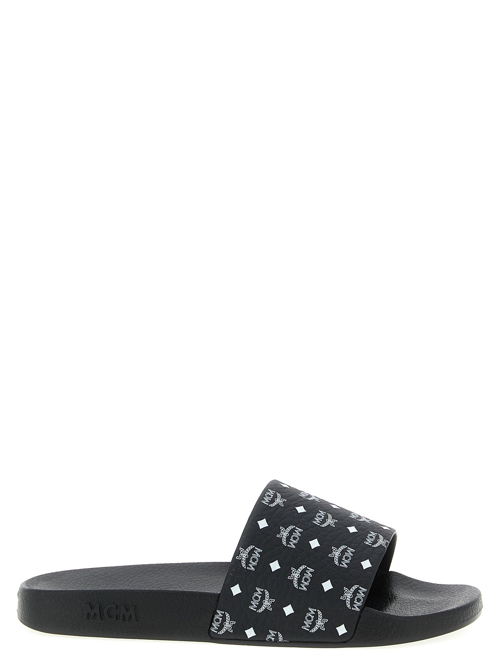 Mcm Logo Slides Sandals Black | Wanan Luxury