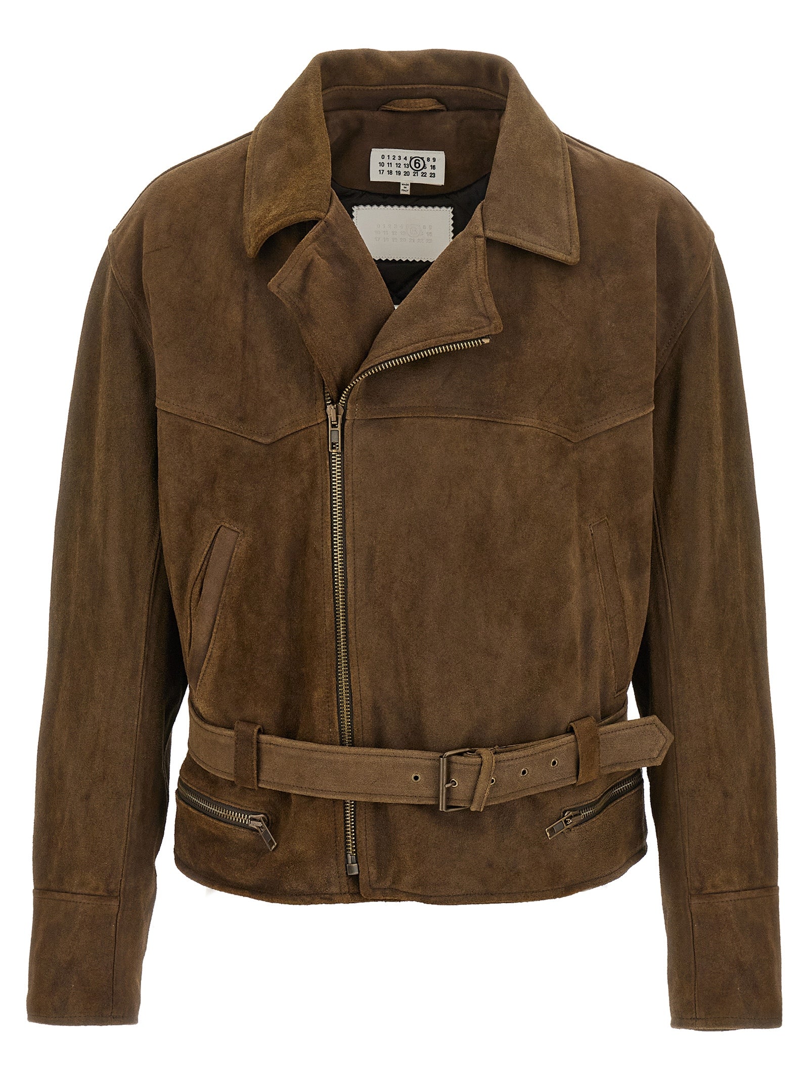 Mm6 Maison Margiela Biker Jacket Puffer Jackets Brown | Wanan Luxury
