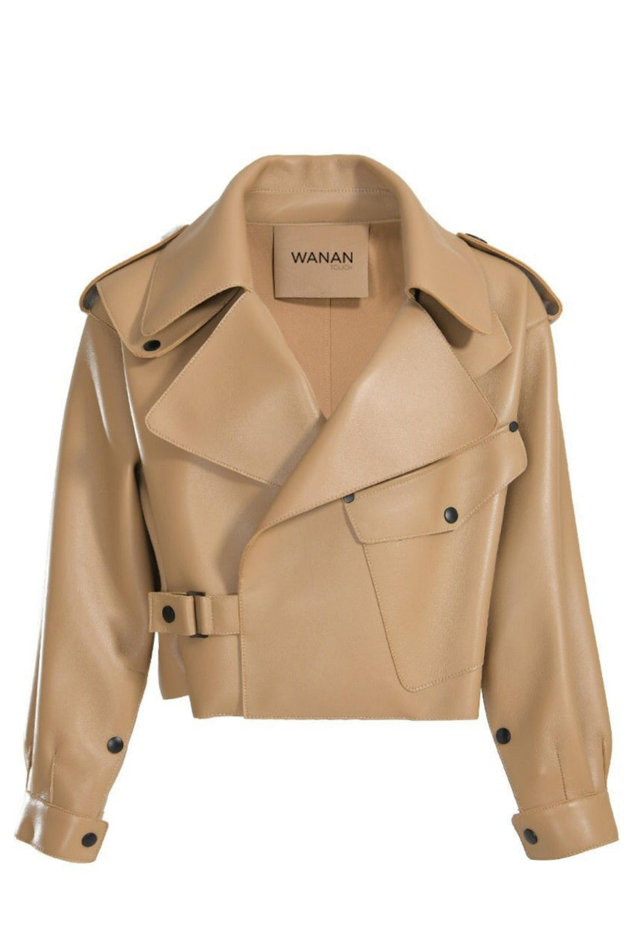 Wanan Touch | Ilaria Jacket in Beige Lambskin Leather with Zip - Women ...