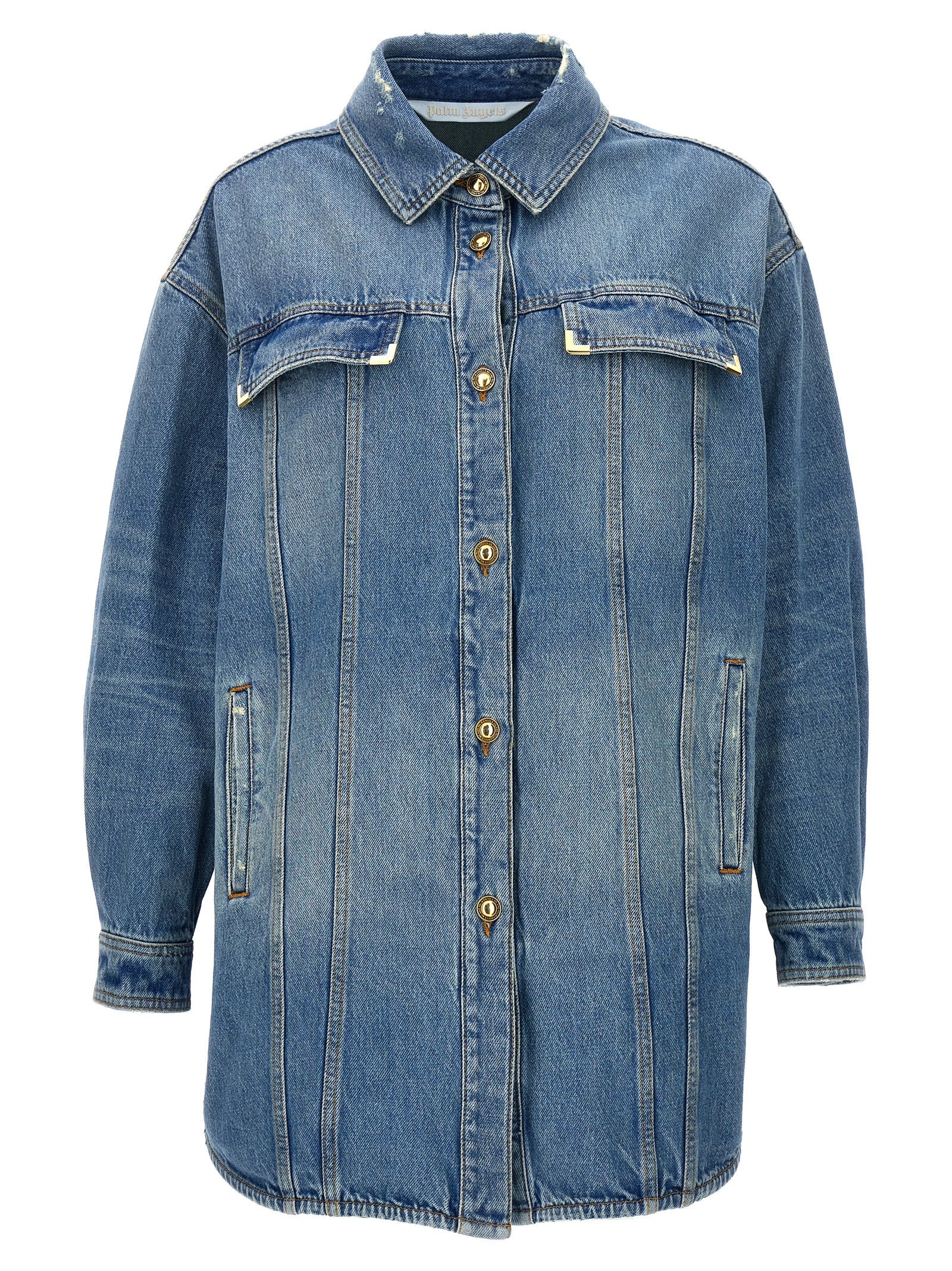 Palm Angels Washed Logo Casual Jackets And Parka Light Blue | Wanan Lu ...